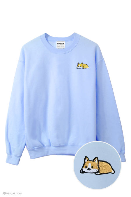 Relaxing Tan Corgi Embroidered Sweatshirt – Visual You Relaxing Tan Corgi Embroidered Sweatshirt – Visual You