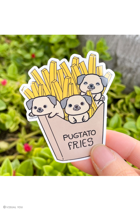 Pugtato Fries Pug Vinyl Sticker – Visual You